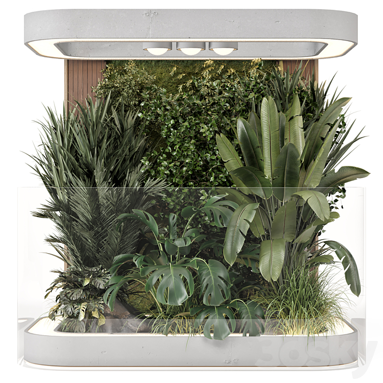 Outdoor Garden set bush and Tree - Garden Set 1514 - Fitowall - 3D model