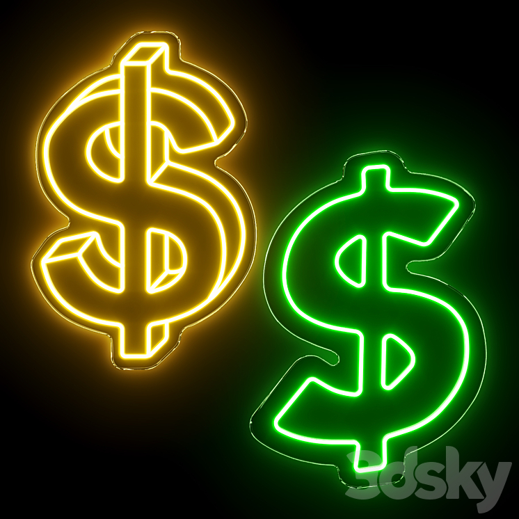 Money Neon Sign - Neon - 3D model