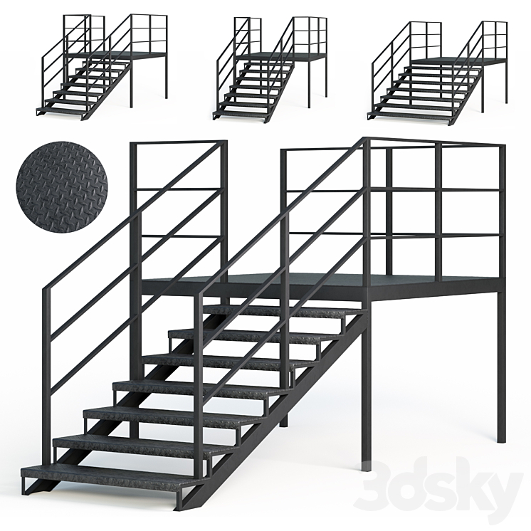 Set of metal stairs - Staircase - 3D model