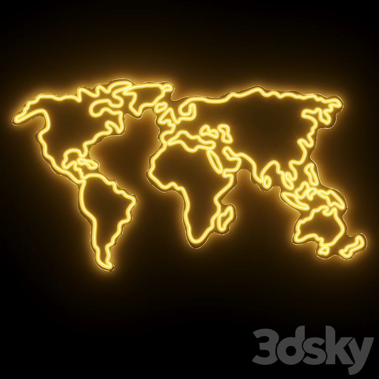 World Map Neon Sign - Neon - 3D model