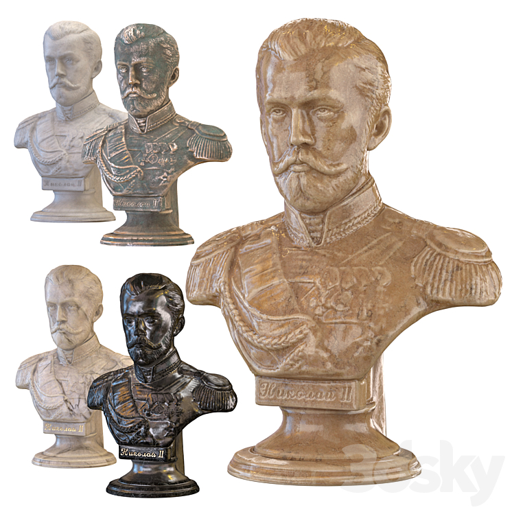 Bust of Nicholas II - Sculpture - 3D model
