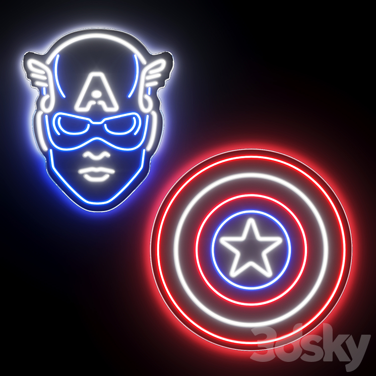 Captain America Neon Signs - Neon - 3D model