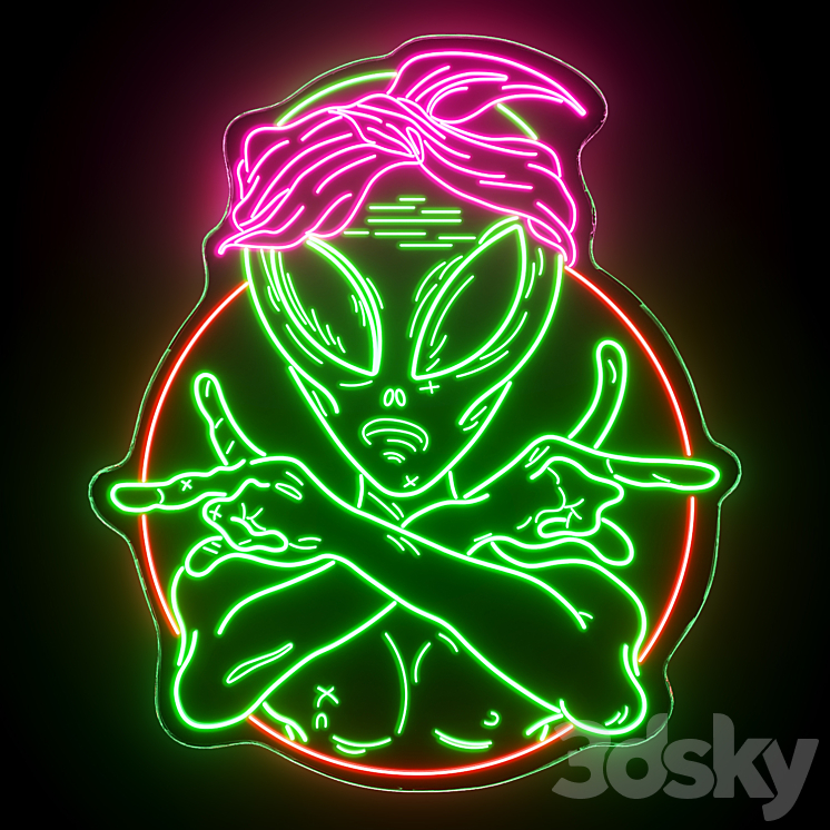 Alien Neon Sign - Neon - 3D model