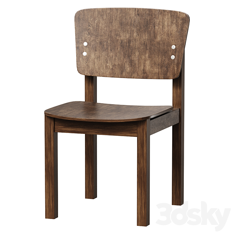 Mono Wooden Base Chair - Smoked Stained Oak - Chair - 3D model