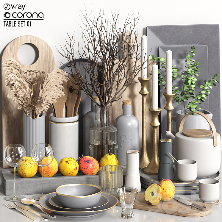 Table set 01 - Other kitchen accessories - 3D model