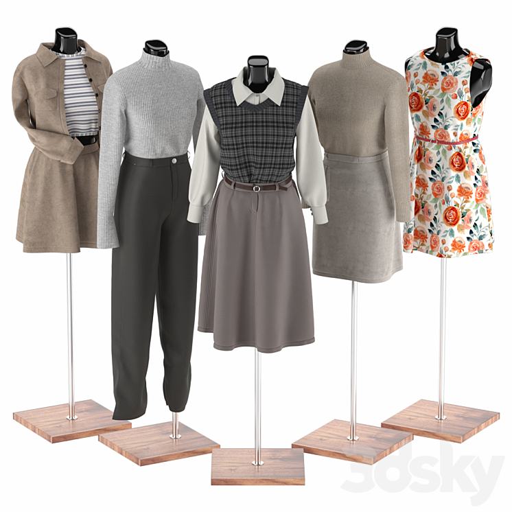 Mannequin Set Vol.005 - Сlothes and Footwear - 3D model