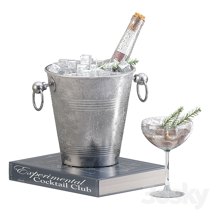 Decorative ice bucket set - Food and drinks - 3D model