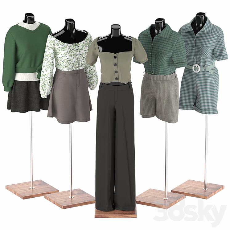 Mannequin Set Vol.007 - Clothes - 3D model