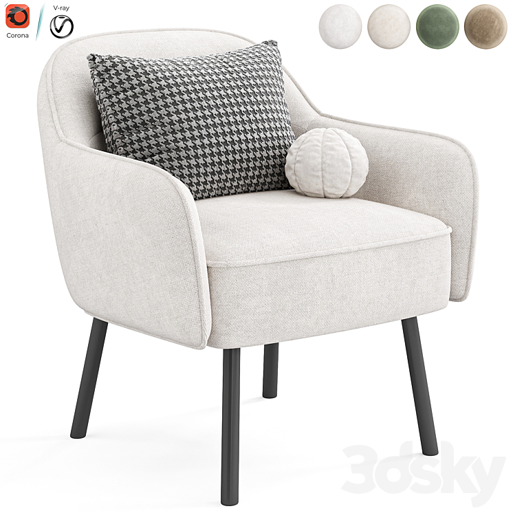 Stewart Upholstered Armchair by Templeandwebster - Arm chair - 3D model