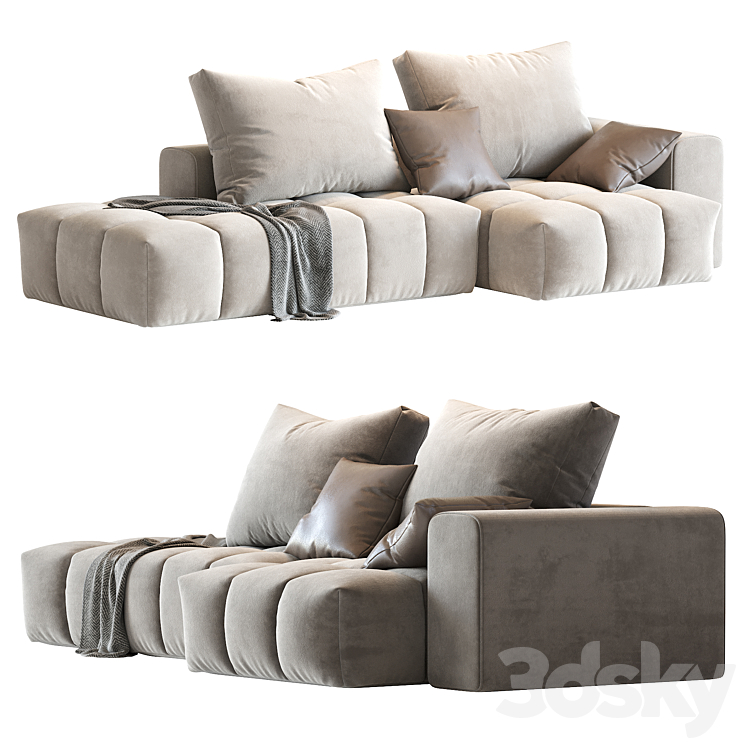 Modern Modular L-Shape Sofa Chaise - Sofa - 3D model