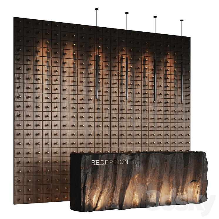 Reception desk natural rock 2 - Office furniture - 3D model