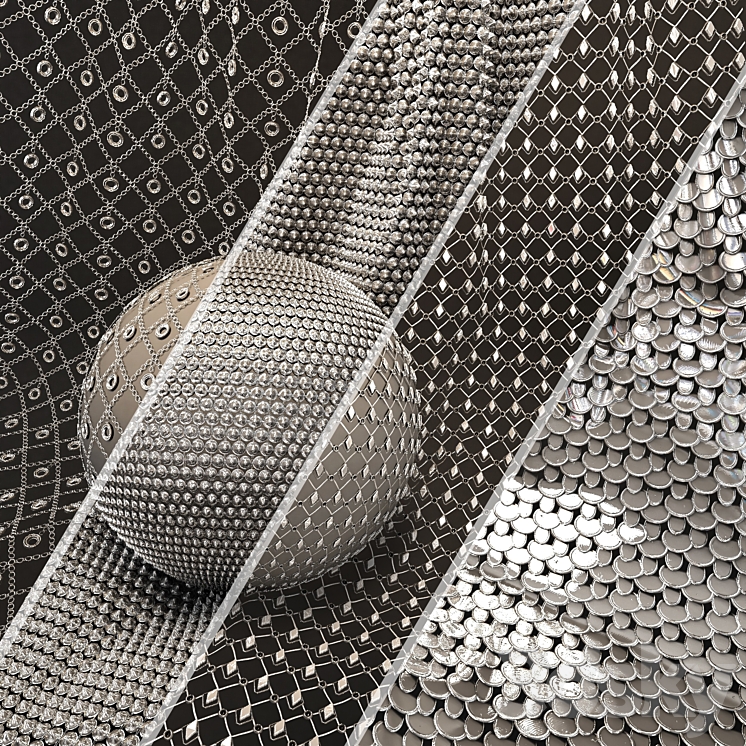 4 Metal Mesh Fabric Materials-Vol.10 - Metal - 3D model