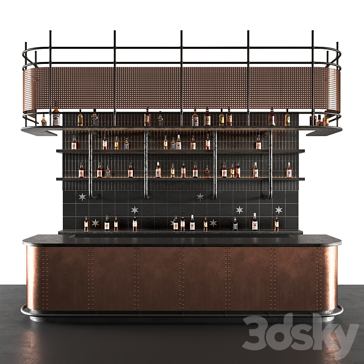 Black Bar Counter - Restaurant - 3D model
