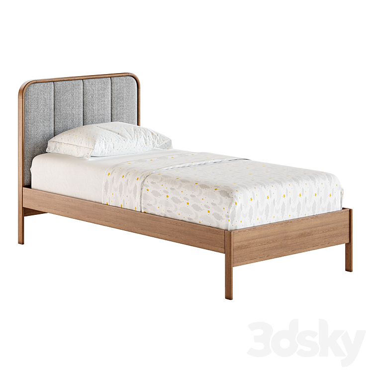 Wes Twin Upholstered Wood Bed - Bed - 3D model