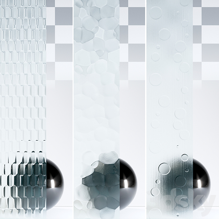 Glass 4K Materials V2-7 - 3 materials - Glass - 3D model