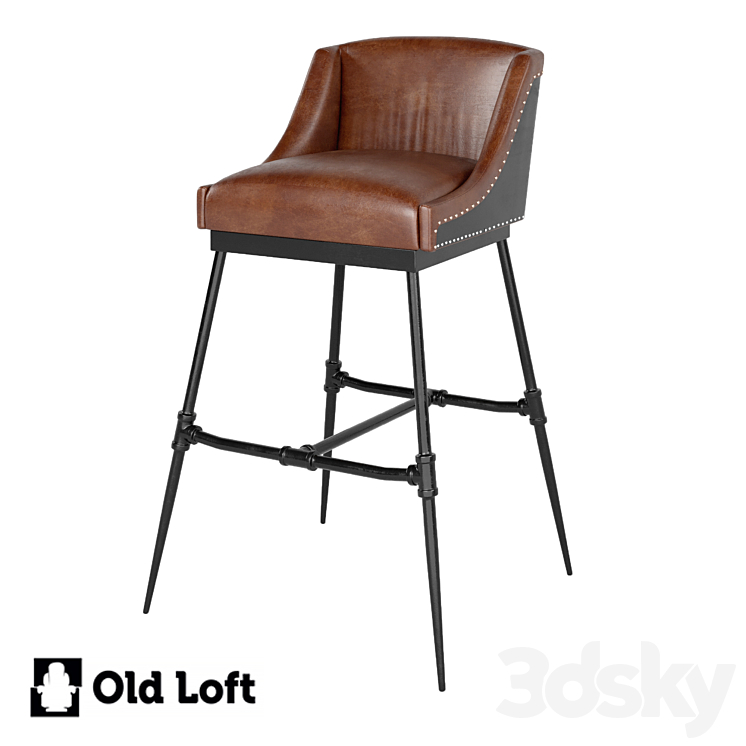 OM Spear Aluminum and Leather Bar Stool - Chair - 3D model