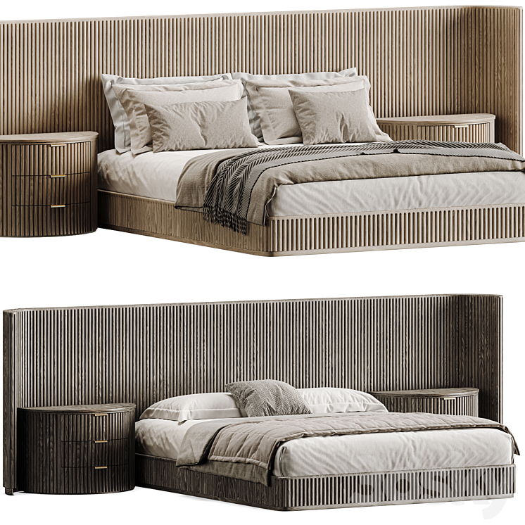 byron extended panel bed with closet nightstands - Bed - 3D model