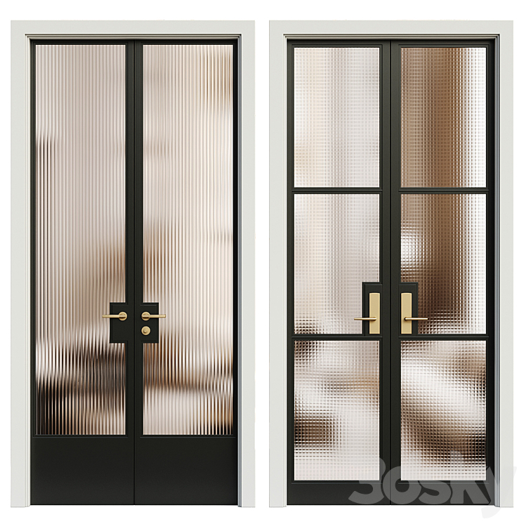 Art deco door - interior doors 120 - glass double door - Doors - 3D model