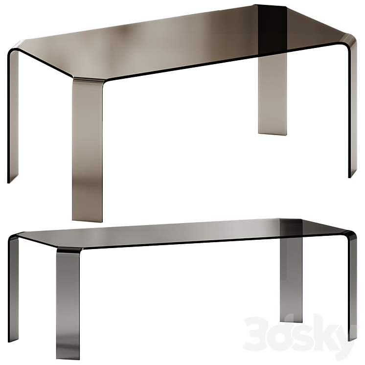 Fiam Italia RAGNO Rectangular glass table - Table - 3D model