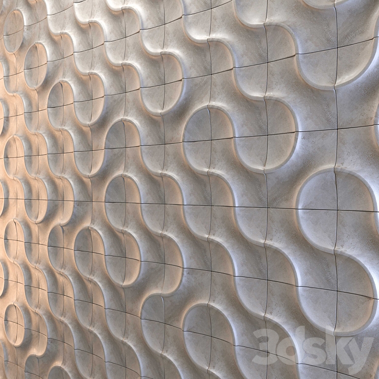 Concrete tile 3D HOLLOW - 3D panel - 3D model