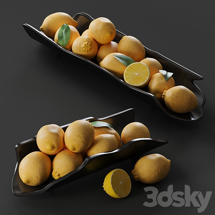 lemon set CARYN TRAYS S2 - Food and drinks - 3D model