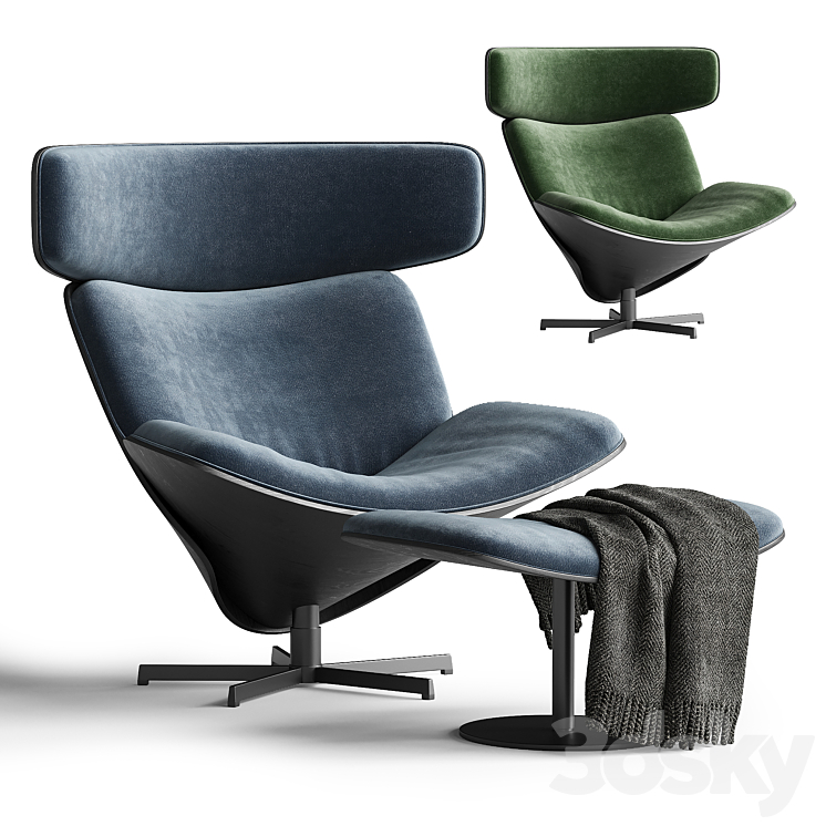 ALMORA Armchair with ottoman - Arm chair - 3D model