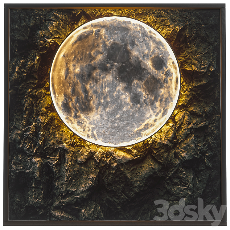 LED panel Moon - Wall light - 3D model