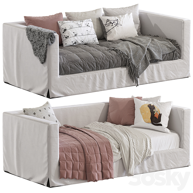 Jamie Slipcovered Daybed 394 - Bed - 3D model