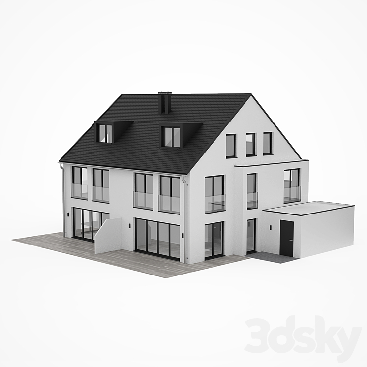 Modern house in German style - Building - 3D model