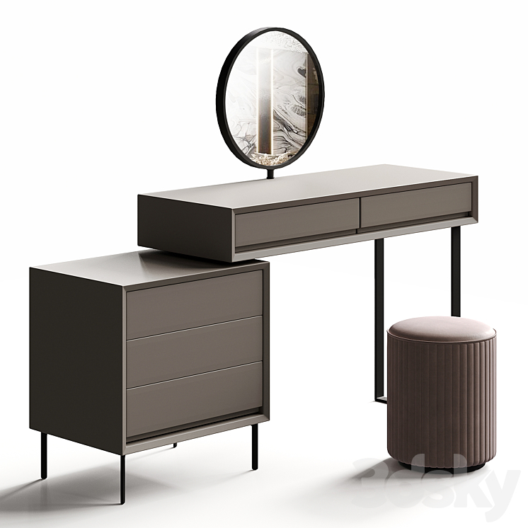 curved desktop mirror - Dressing table - 3D model