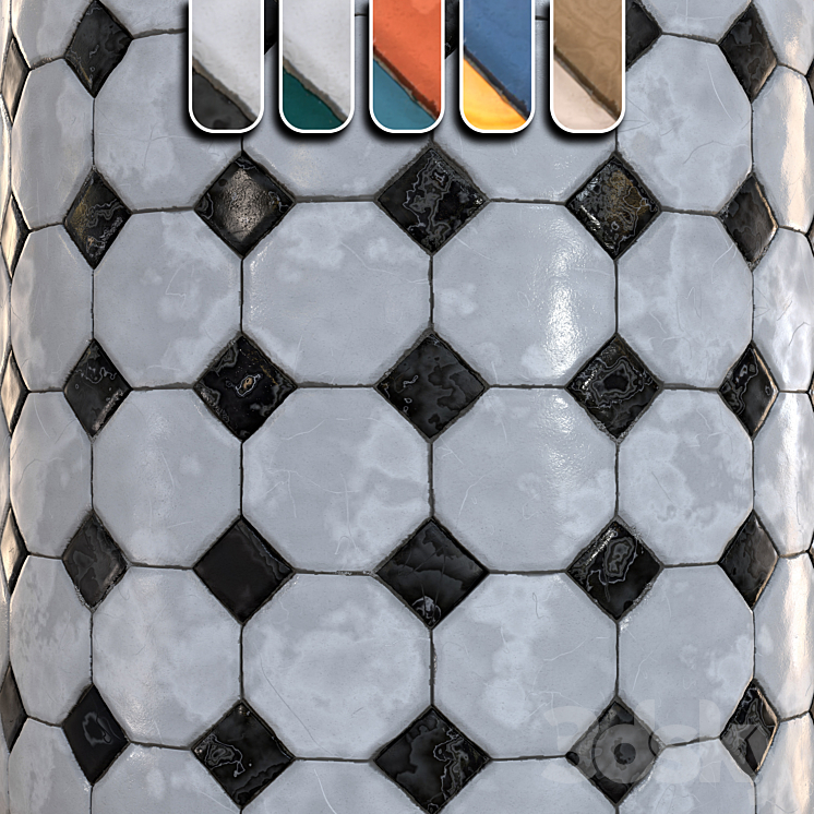 checkerboard tile PBR 4K texture set 001 - Tile - 3D model