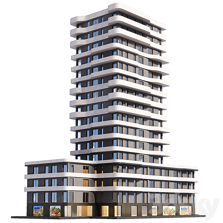 Multi storey modern house 10 - Building - 3D model