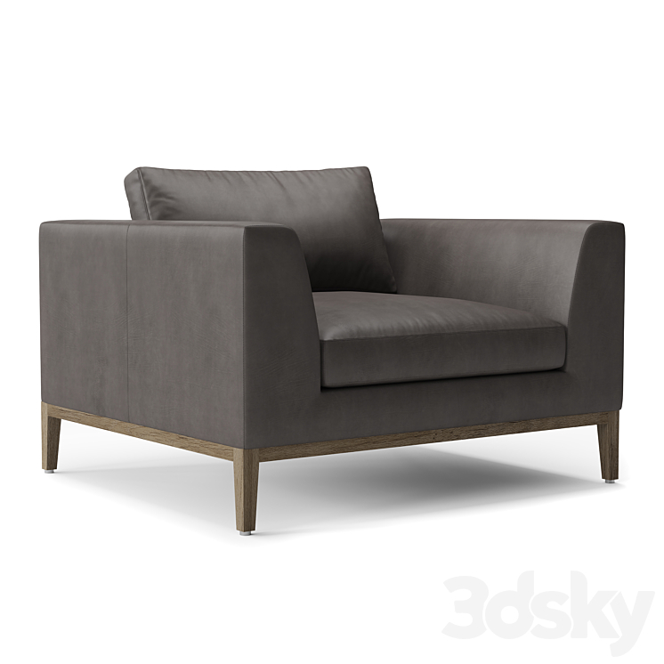 RH ITALIA TAPER ARM LEATHER CHAIR - OAK BASE - Arm chair - 3D model