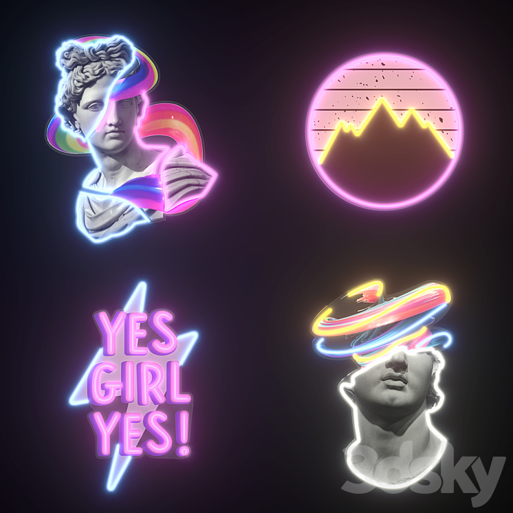 Set of neon interior panels - Neon - 3D model