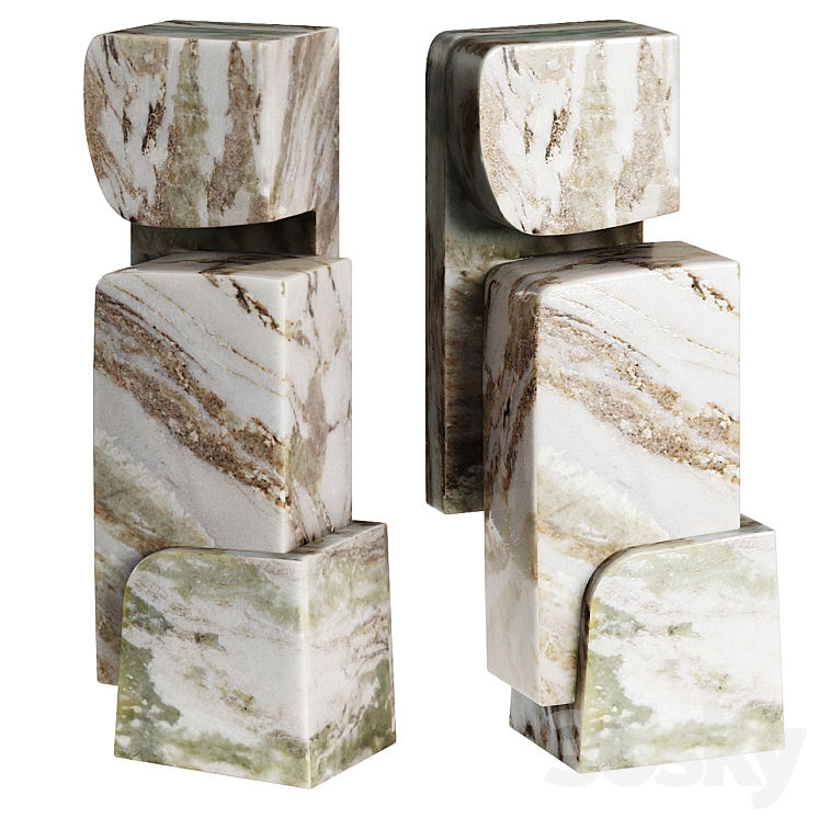 Ionic Modern Beige Marble Sculpture by Studio Anansi - Sculpture - 3D model