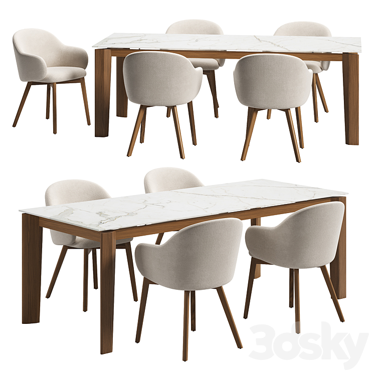 Holly Fab & Dogma by Calligaris - Table + Chair - 3D model