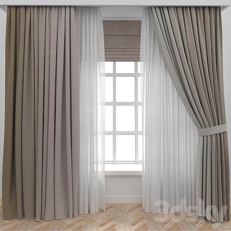 Curtain N2 With Window - Curtain - 3D model