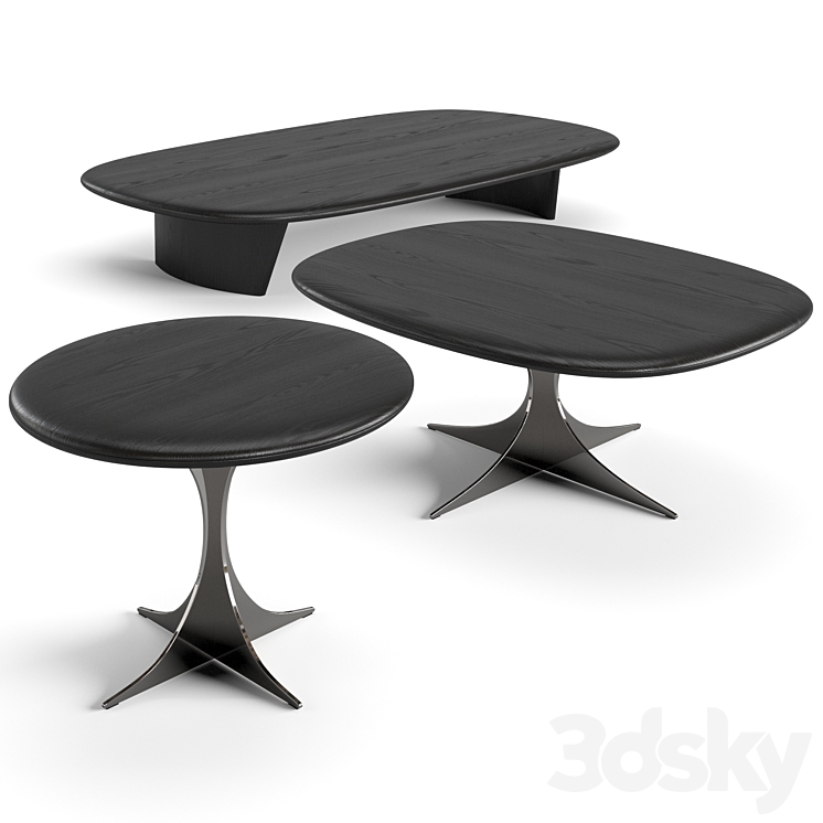Minotti Anish wood coffee table set - Table - 3D model
