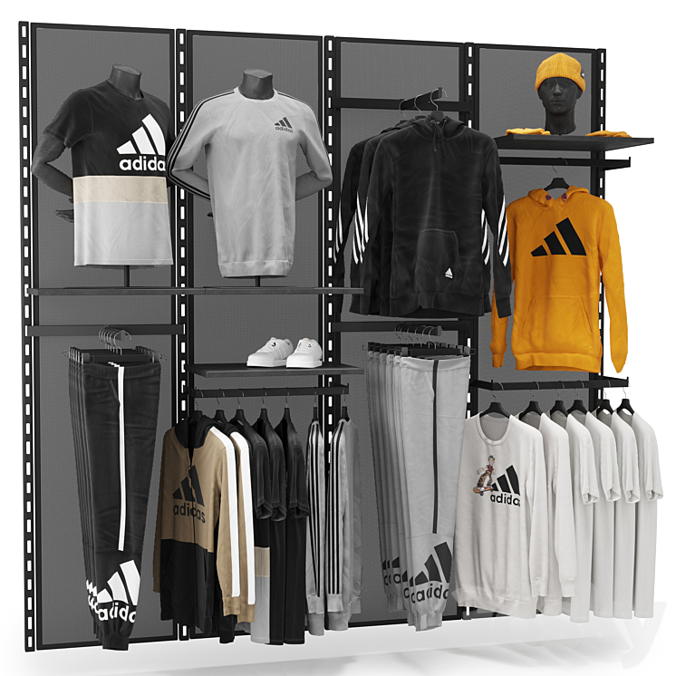Rack for Adidas clothing store - Сlothes and Footwear - 3D model
