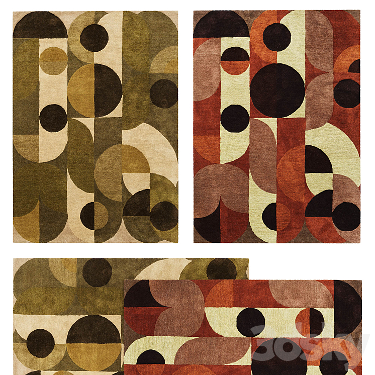 Cosmo Greens and Cosmo Red Rug - Carpets - 3D model