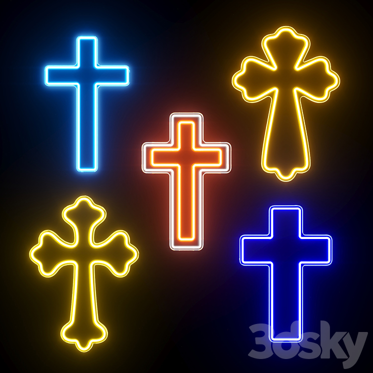 Cross Neon Signs - Neon - 3D model