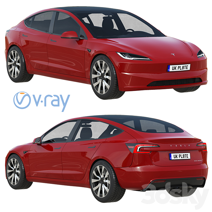Tesla Model 3 2024 - Ground Transport - 3D model