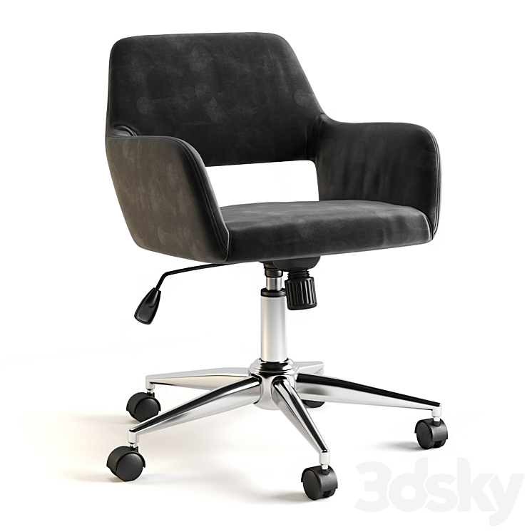 Office chair Ross Velvet Gray - Office furniture - 3D model