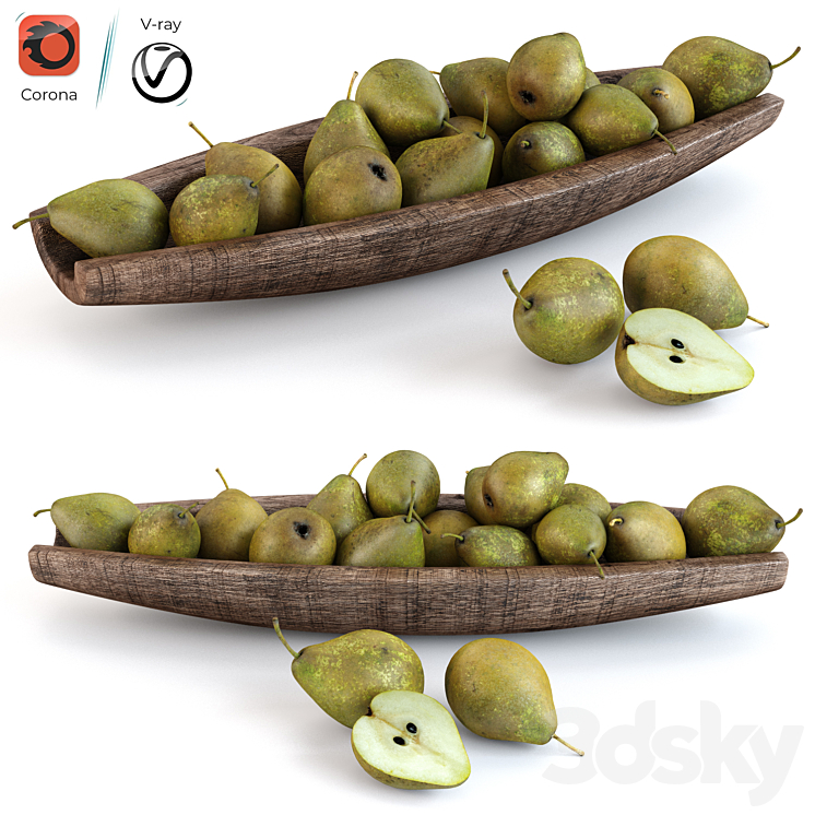 Pears (set-3) - Food and drinks - 3D model