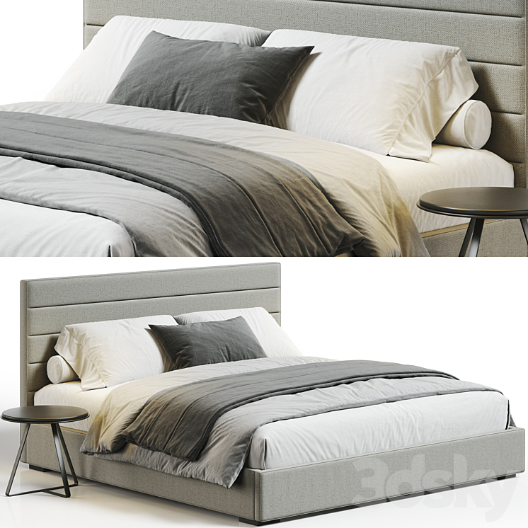 RH Modena Panel Horizontal Channel Fabric Platform Bed - Bed - 3D model