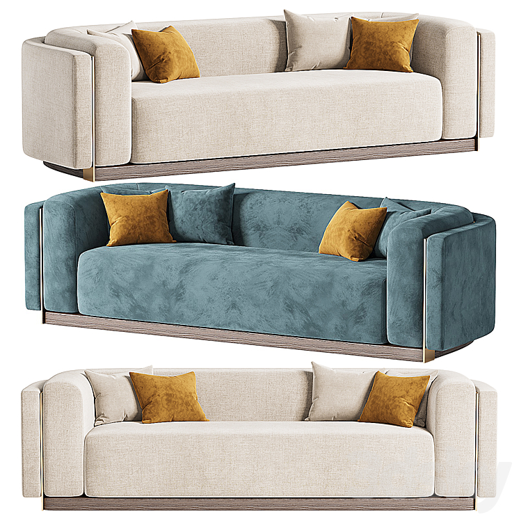 Contemporary Double Layered Back Sofa - Sofa - 3D model