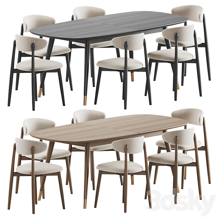 Dining Set 39 - Table + Chair - 3D model