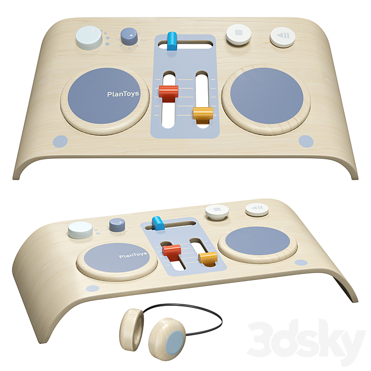 Wooden DJ Mixer Board Toy - Toy - 3D model
