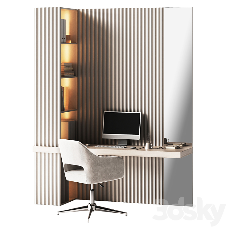 Compact workplace area with embossed panels 2 - Office furniture - 3D model
