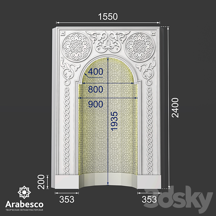 Illuminated arch Aa 1206 OM - Decorative plaster - 3D model